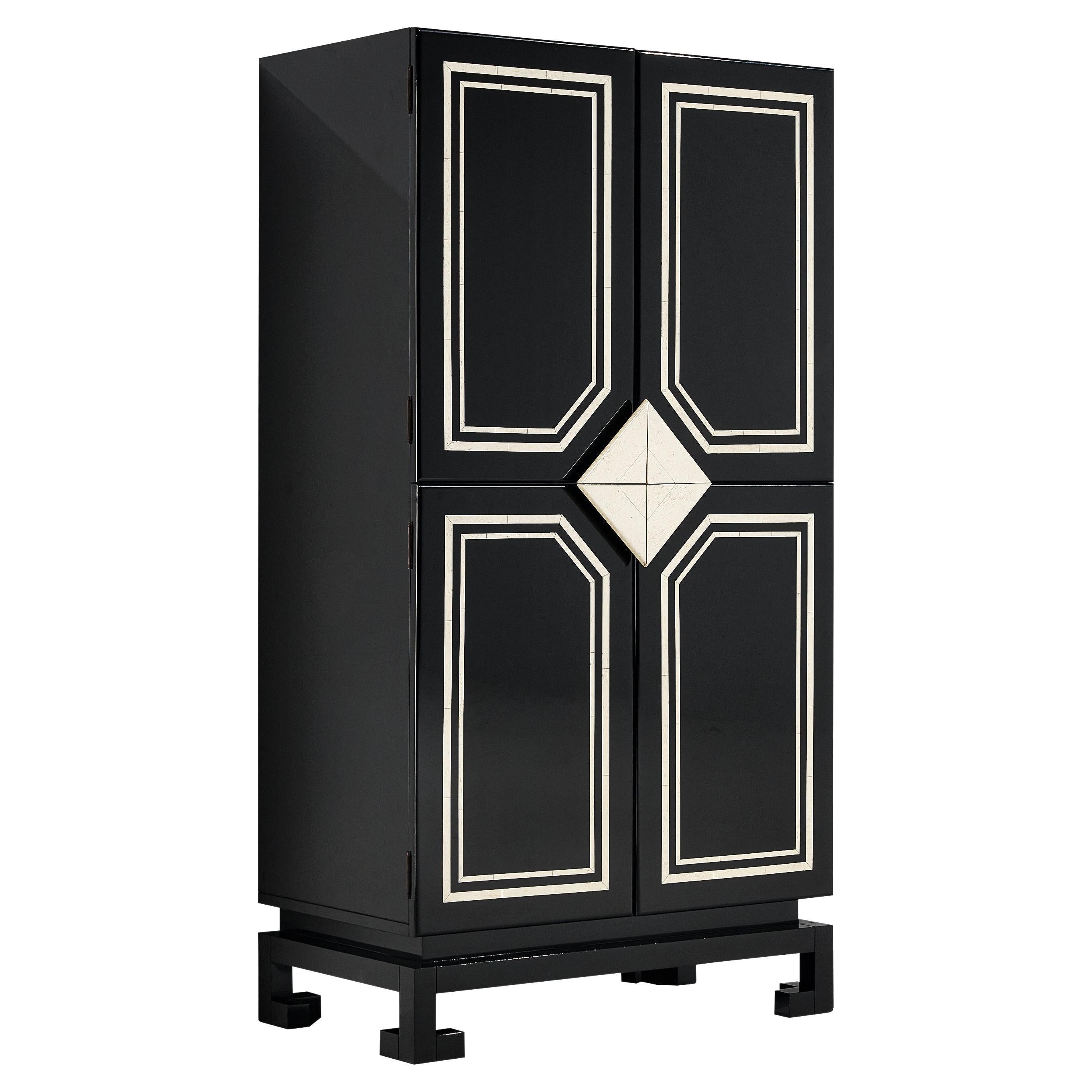 Inspired Paco Rabanne Cabinet in Lacquered Wood and Faux Ivory at 1stDibs