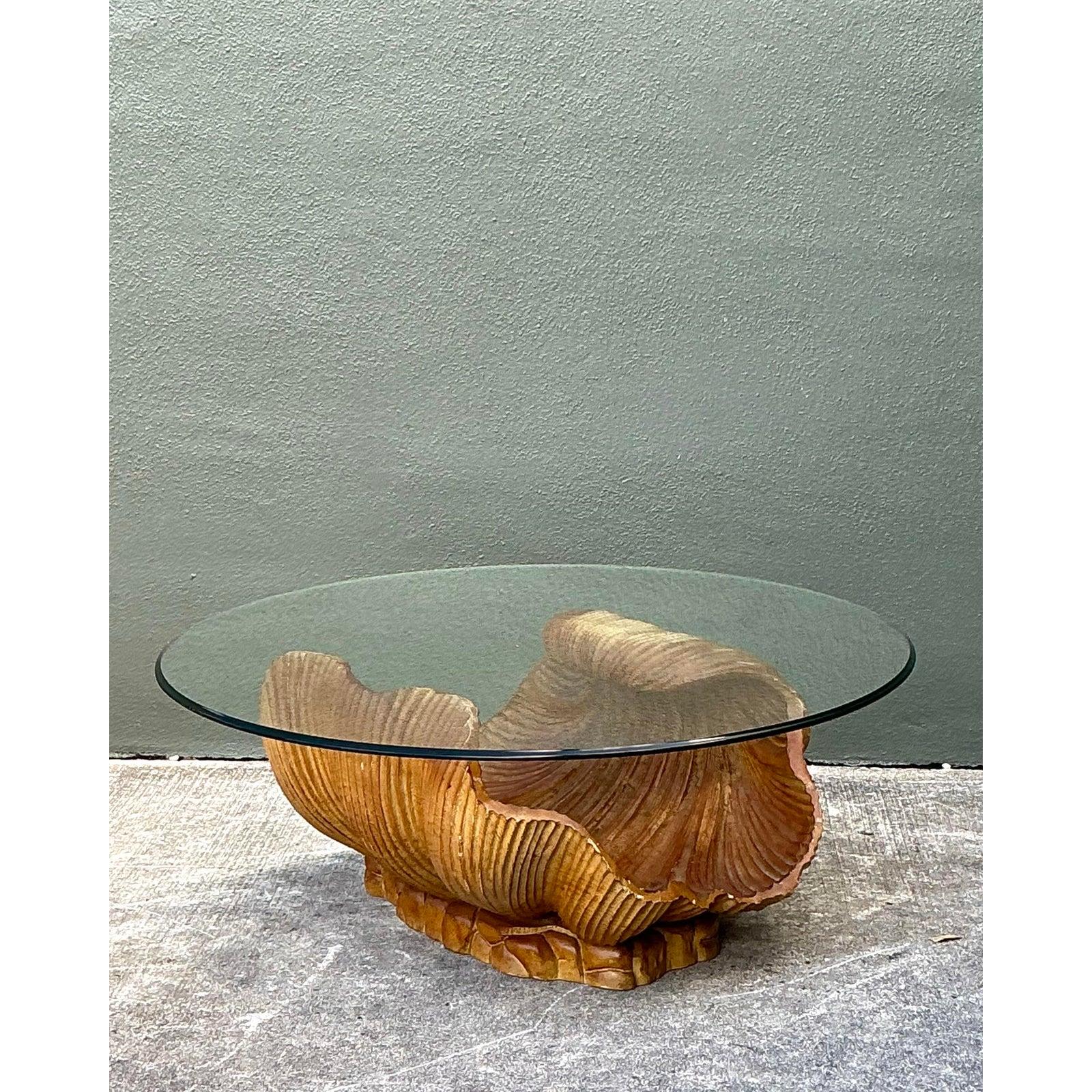 intage Carved Clam Shell Coffee Table For Sale at 1stDibs