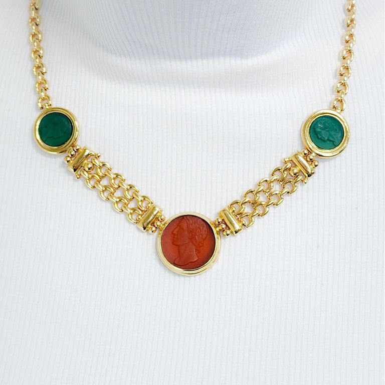 Intaglio 14k Yellow Gold Necklace Made in Italy For Sale at 1stDibs
