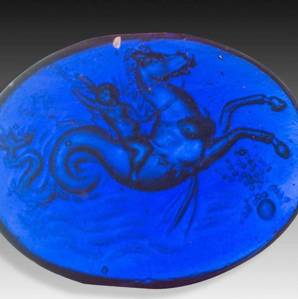 Intaglio or cameo, Hippocampus. Glass. Possibly Italy, 19th century ...