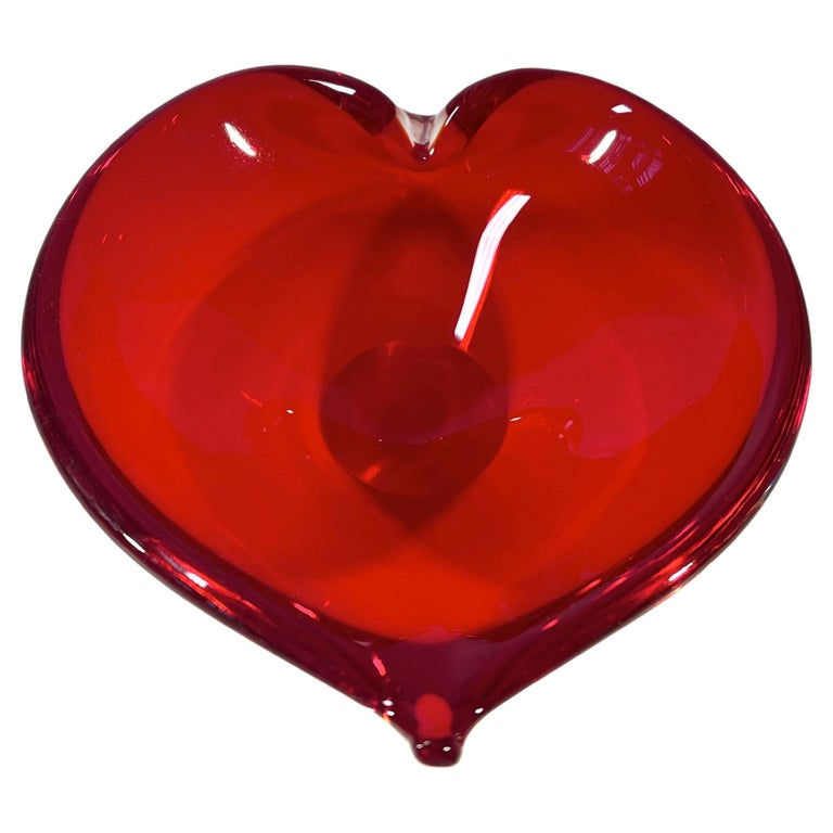 Intensely Scarlet, Venetian Crystal Love Heart Vide-Poche, Signed ...