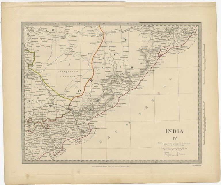Interesting Detailed Antique Map of Eastern India, 1832 For Sale at 1stDibs