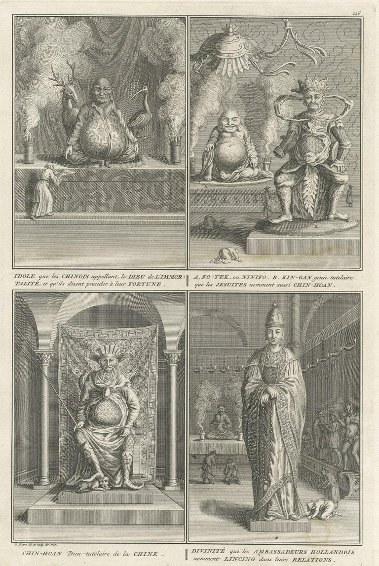 Interesting Rare Antique Print of Chinese Deities and Idols, 1728 For ...