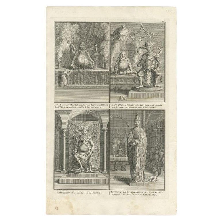 Interesting Rare Antique Print of Chinese Deities and Idols, 1728 For ...