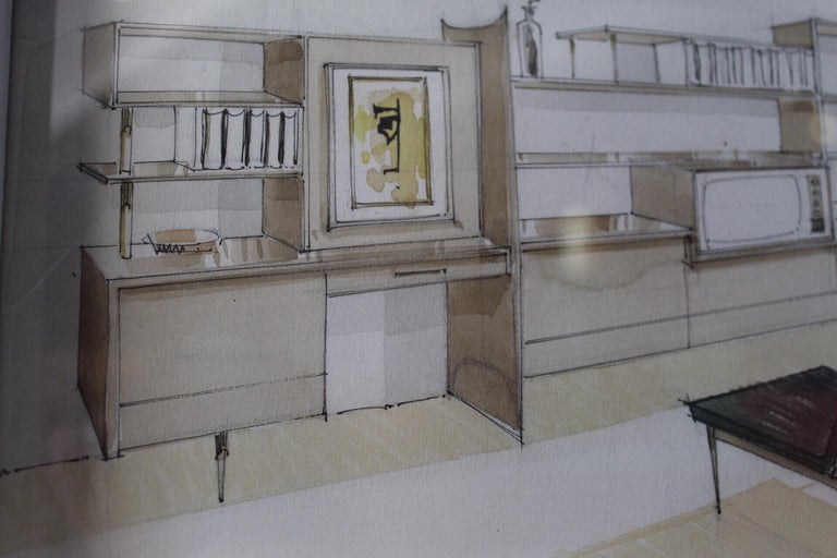 Interior Design Sketch by Frank B. Kyle For Sale at 1stDibs