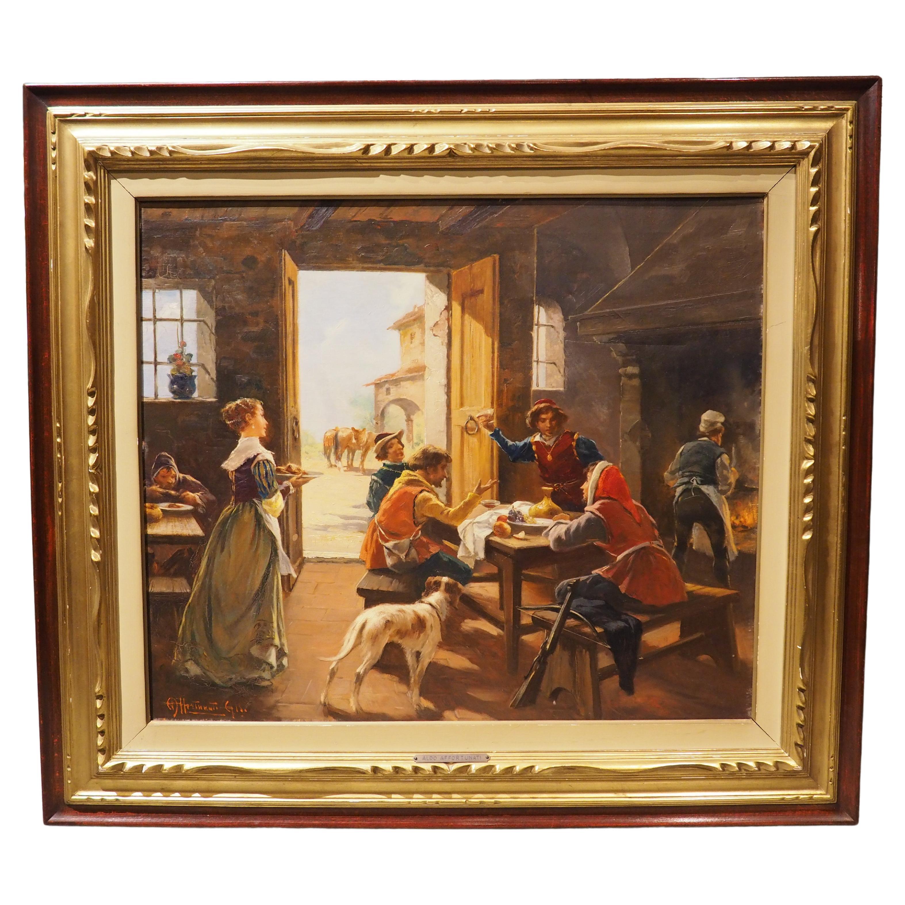Emmanuel Costa Antique Interior Scene Painting, "Grandparents' Favorite ...