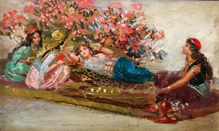 Interior with Oriental Women Luzzi Italian Oil Orientalism 19th Century ...