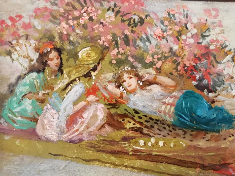 Interior with Oriental Women Luzzi Italian Oil Orientalism 19th Century ...