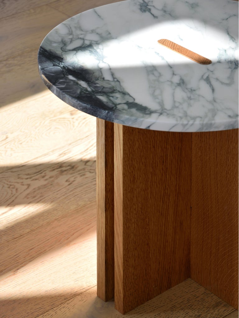 Interlock Calacatta Turquoise Side Table Round For Sale at 1stDibs