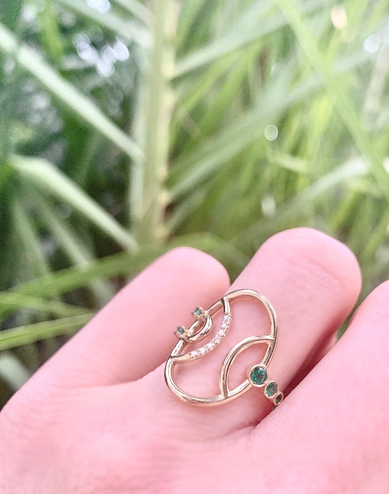 Customizable Interlocking Geometry Oval Ring with Sapphires and ...