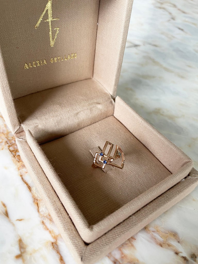 Customizable Interlocking Geometry Ruby and Diamond 18 Karat Rose Gold ...