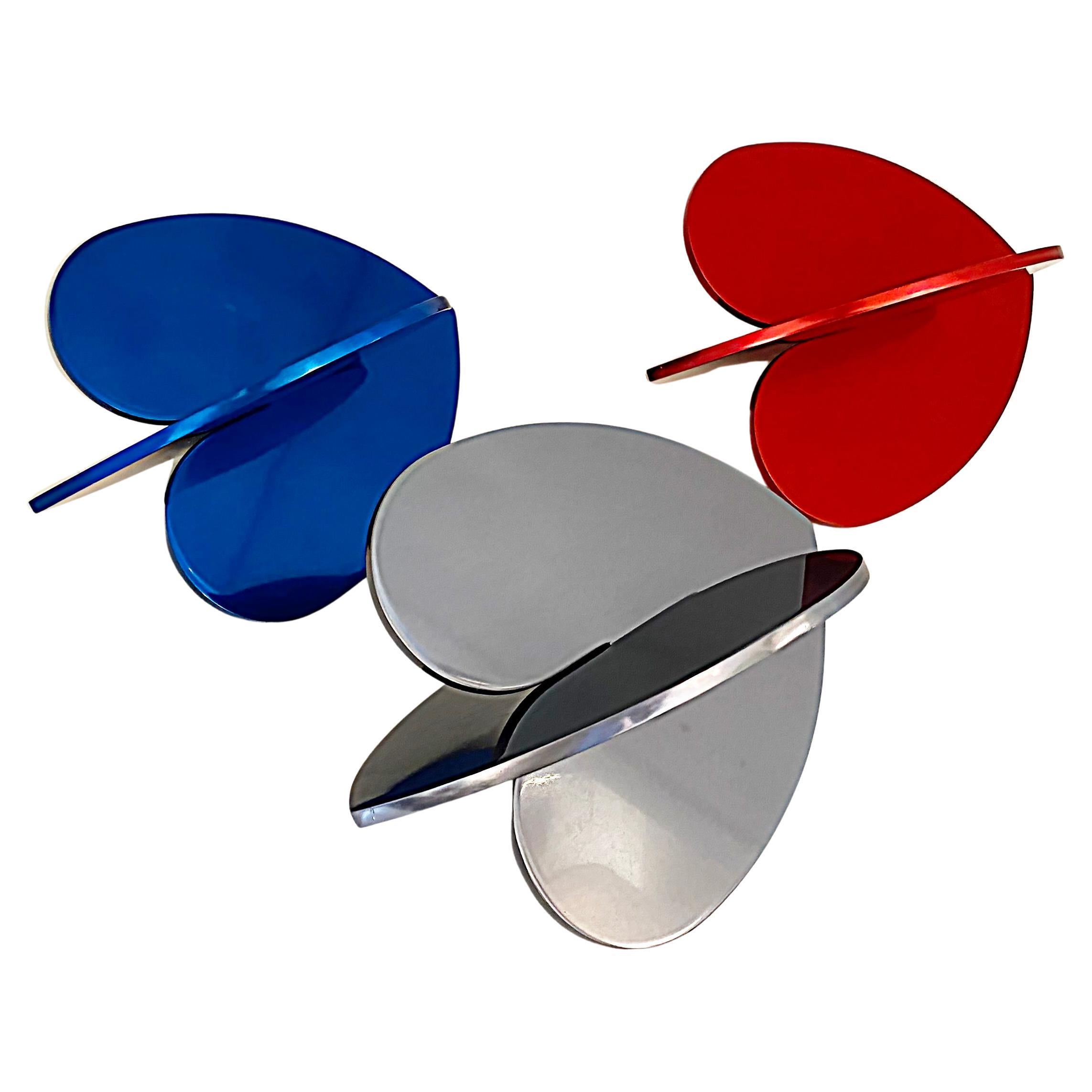 Michael Gitter Interlocking Hearts Sculpture Aluminum with Hot Pink ...