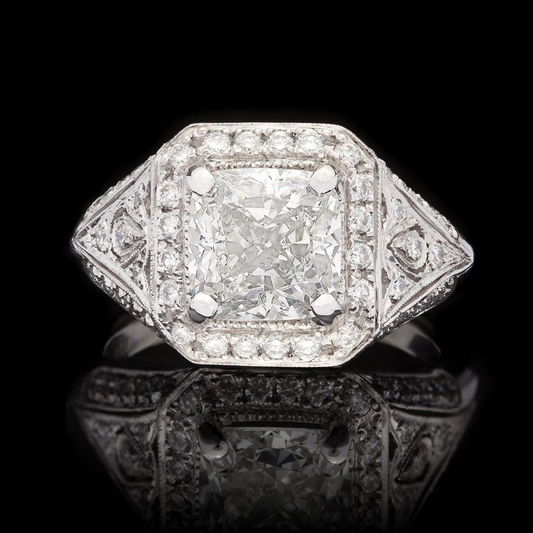 Internally Flawless Cushion Cut 2.85 Carat GIA Diamond Platinum Ring at ...
