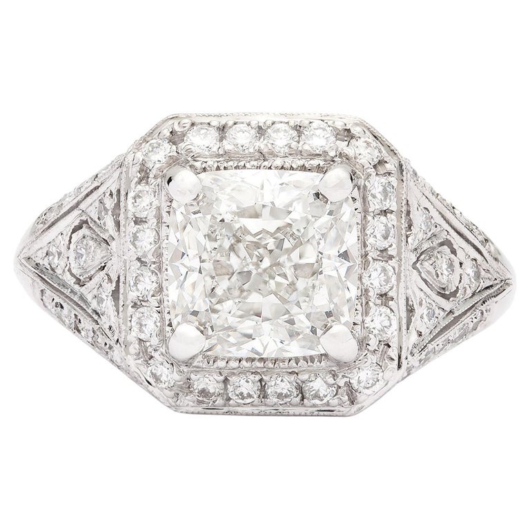 Internally Flawless Cushion Cut 2.85 Carat GIA Diamond Platinum Ring at ...