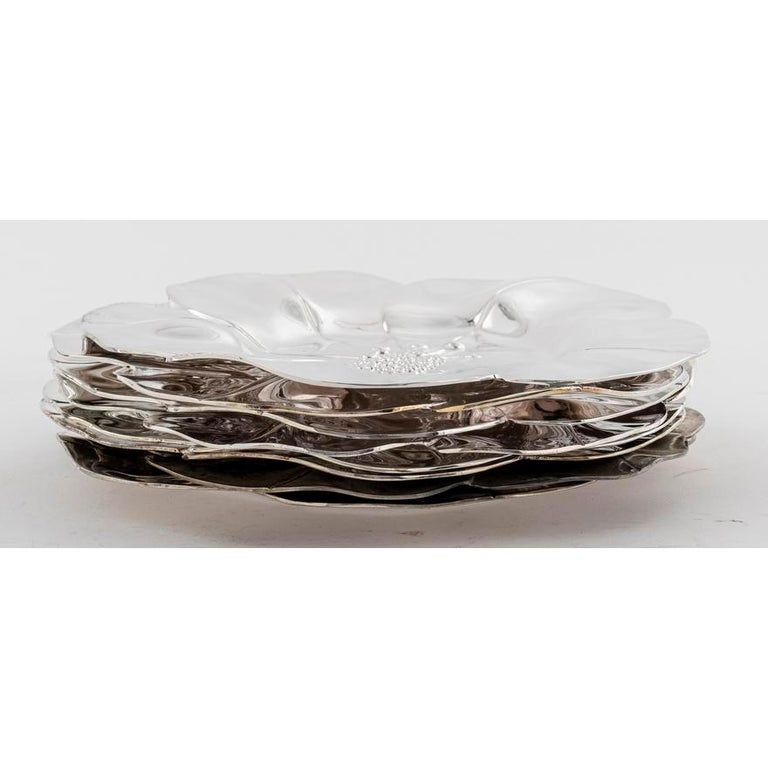 International Silver Co. Silver Plate Flower Plates, Set of 7 For Sale ...