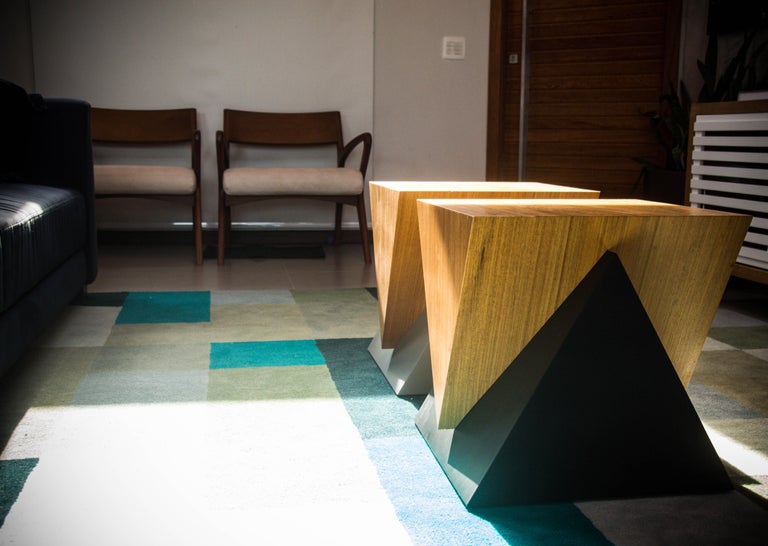 "Intersection" Minimalist Bench or Side Table Made of Freijó and ...