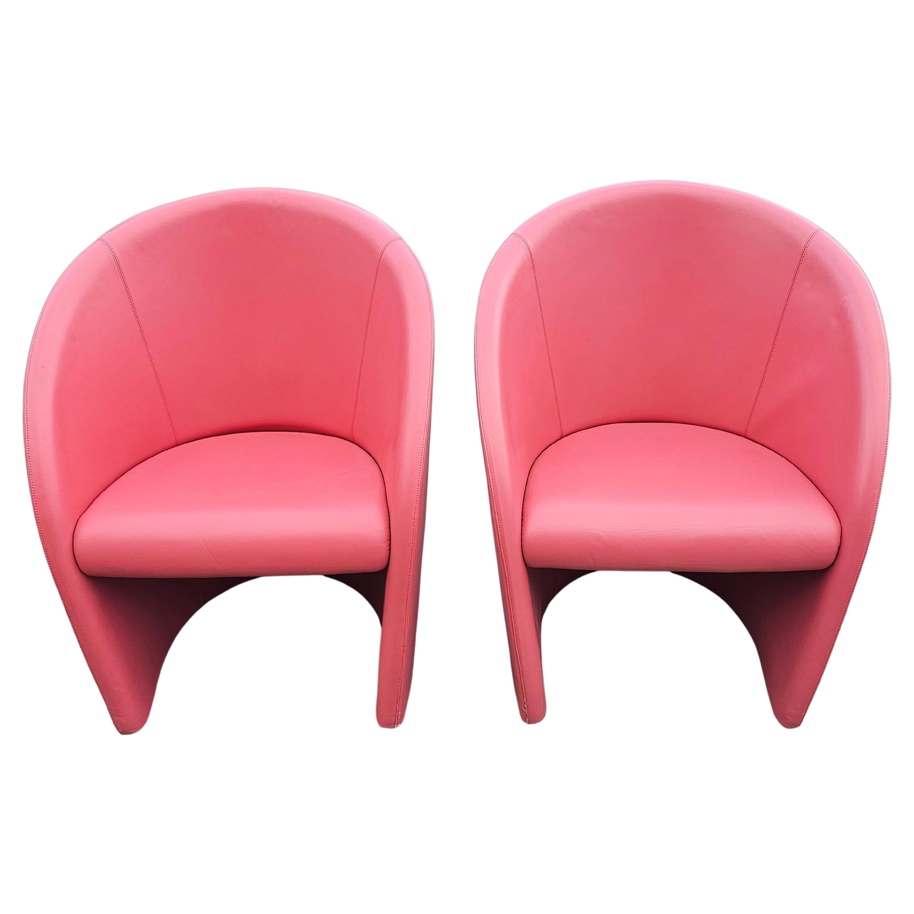 1 of 8 Intervista Club Chairs by Poltrona Frau in Pink Leather, Italy ...