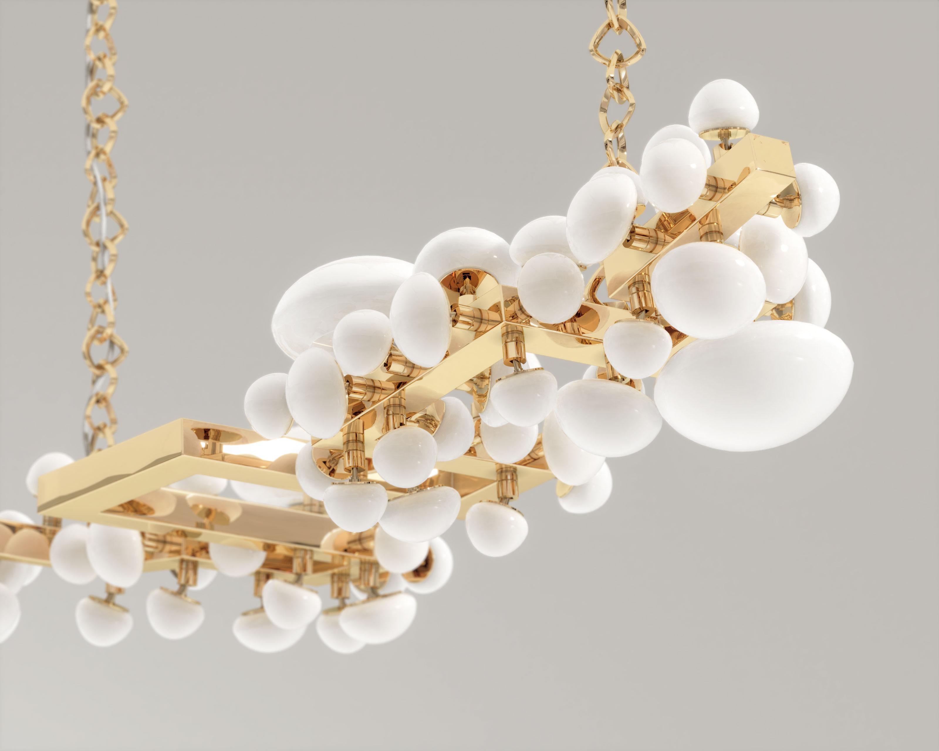 Intima Horizontal II in Polished Bronze and Milky Murano Glass by ...