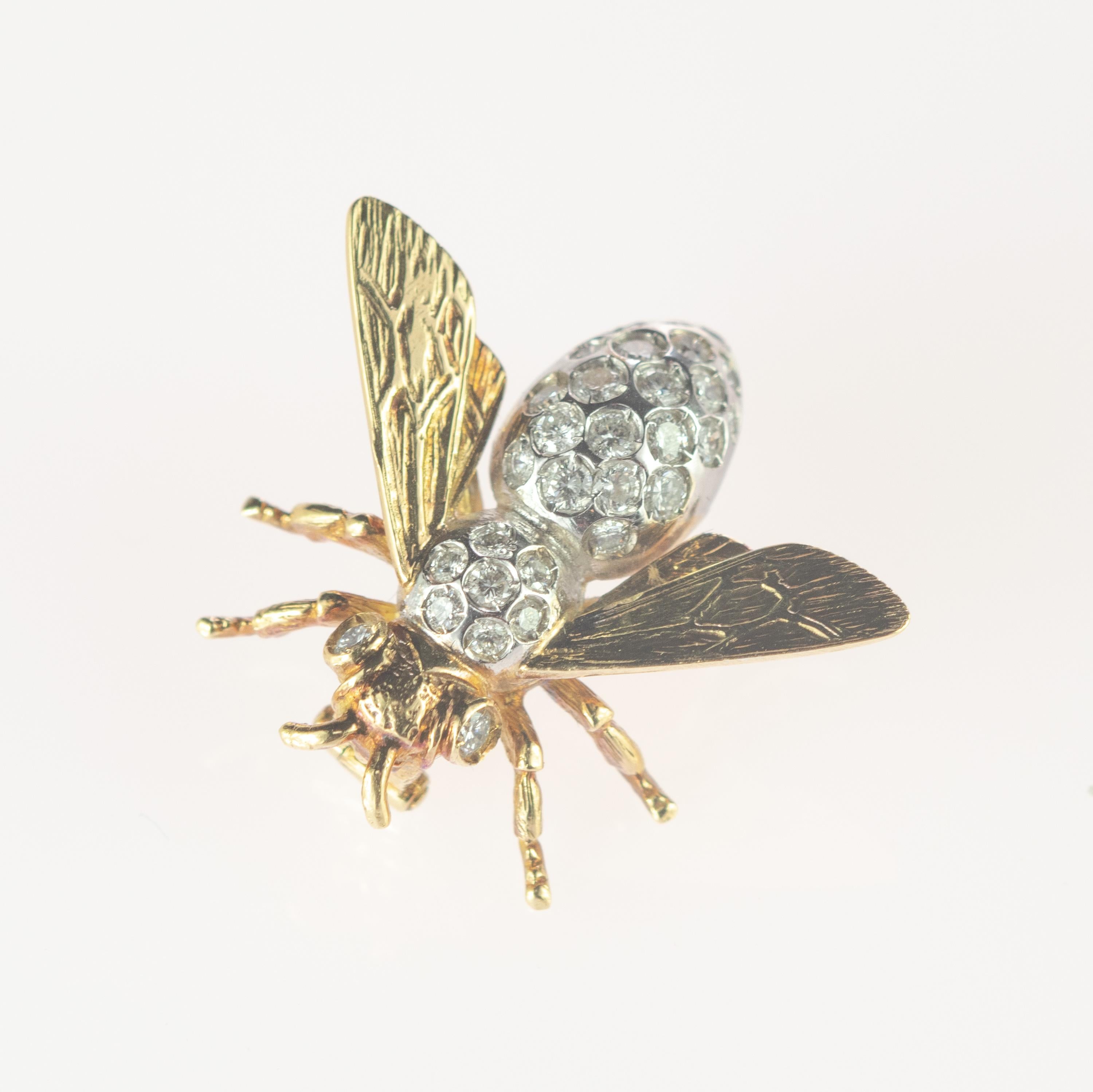 Intini Jewels 0.63 Diamond Mosquito Bee 18 Karat Gold Diamond Pin ...