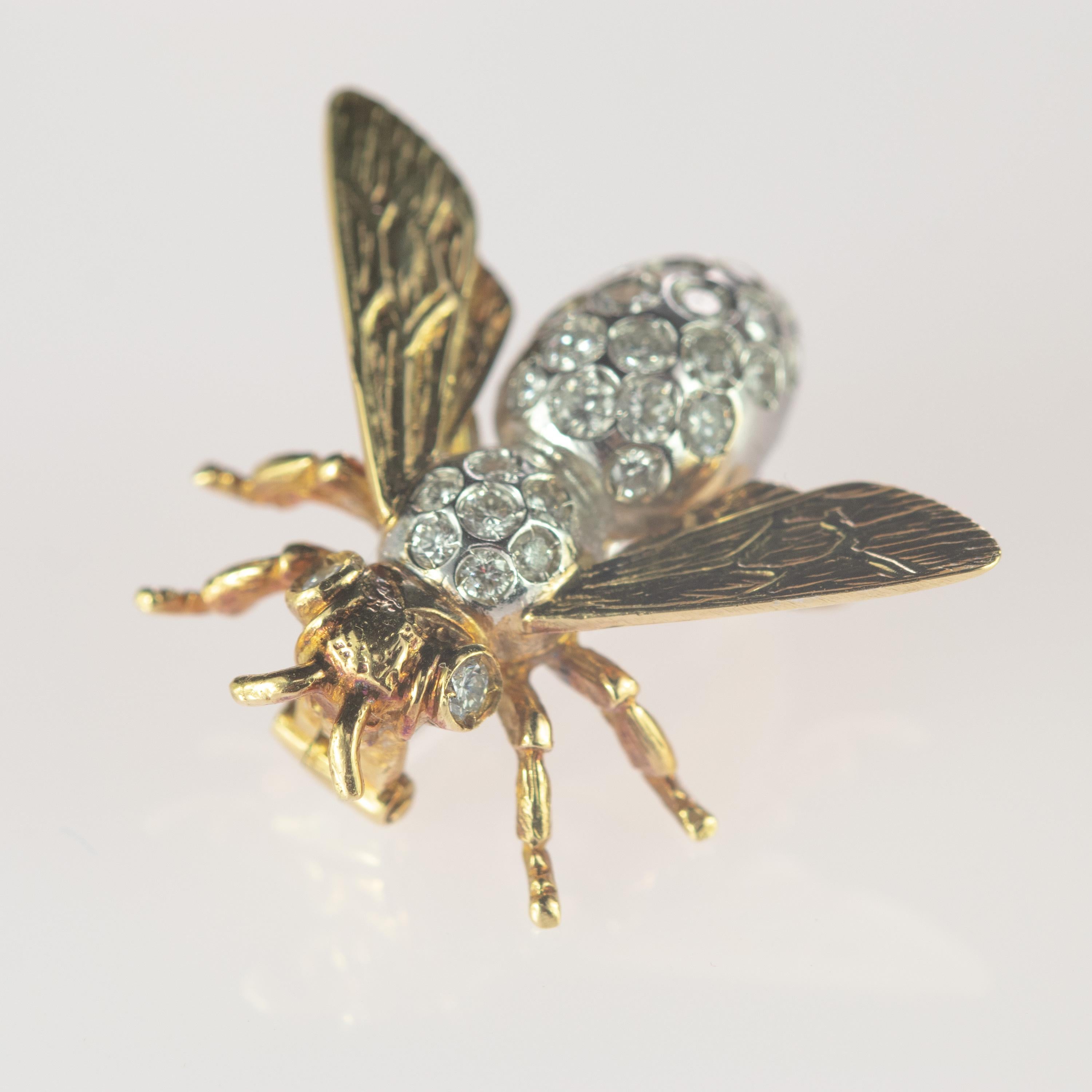 Intini Jewels 0.63 Diamond Mosquito Bee 18 Karat Gold Diamond Pin ...