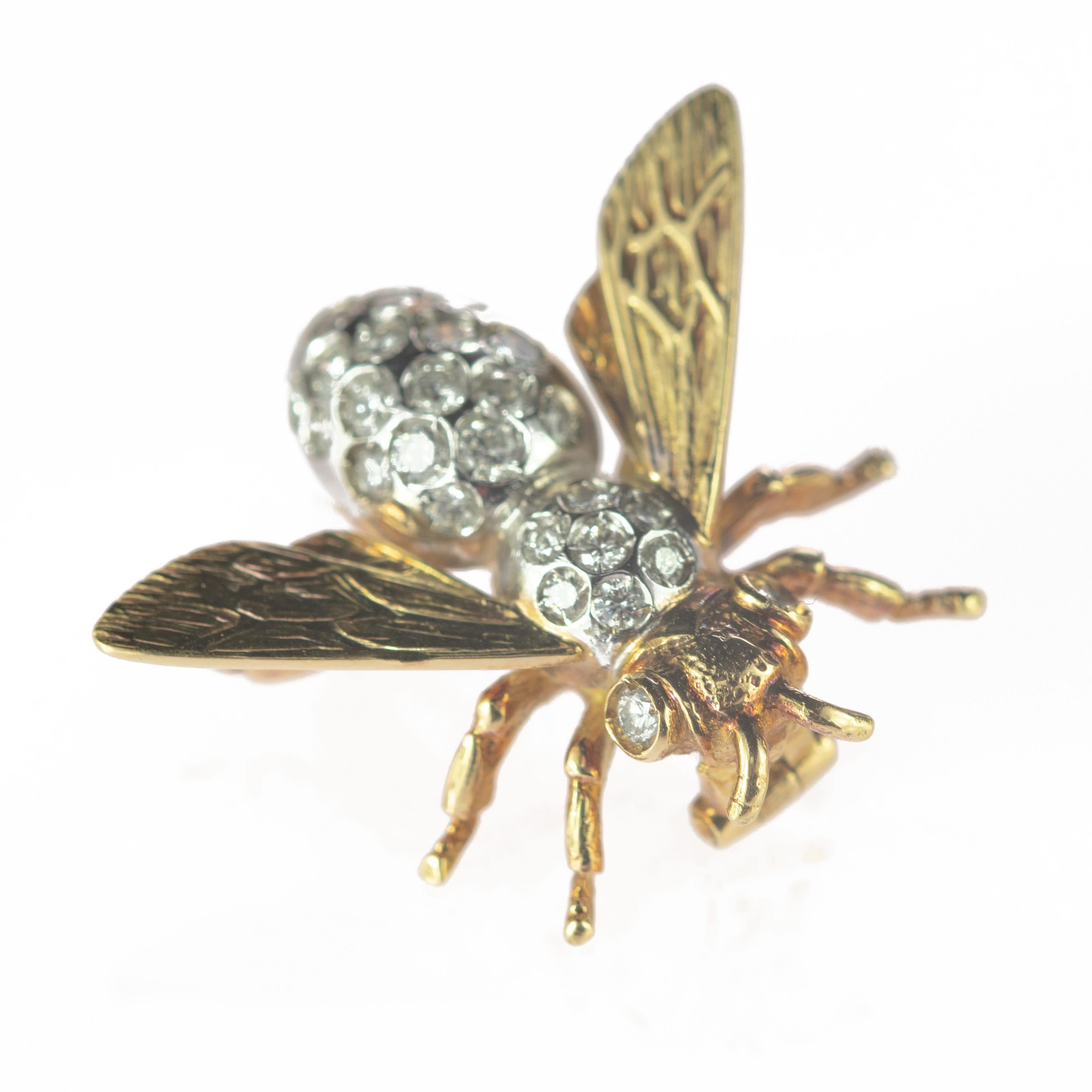 Intini Jewels 0.63 Diamond Mosquito Bee 18 Karat Gold Diamond Pin ...