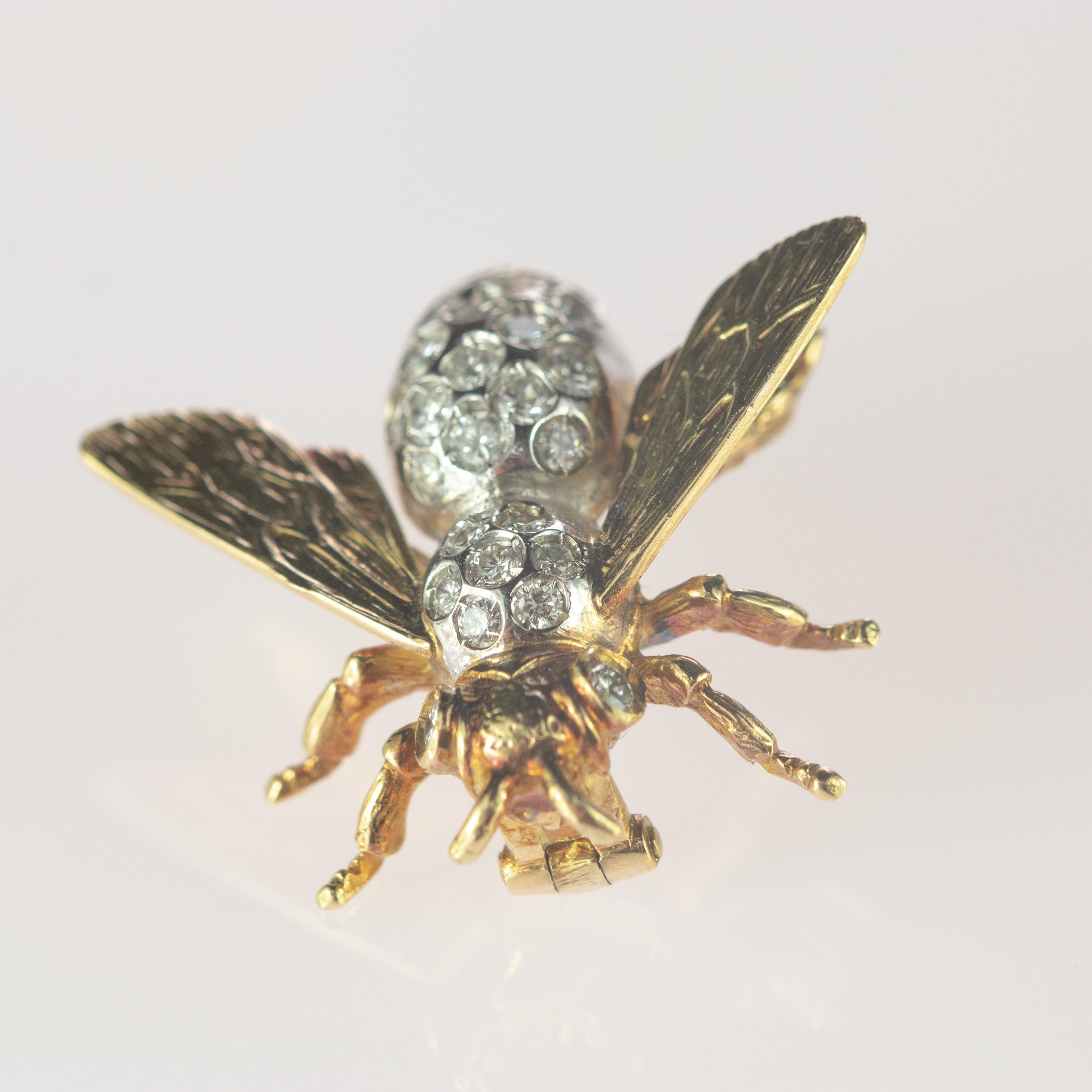 Intini Jewels 0.63 Diamond Mosquito Bee 18 Karat Gold Diamond Pin ...