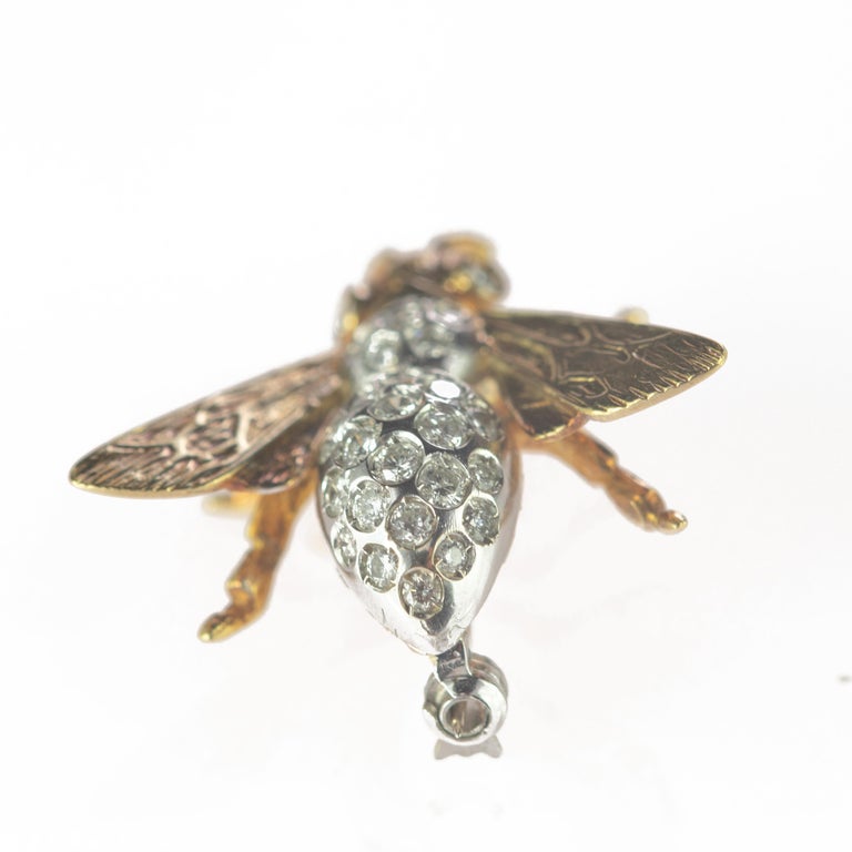 Intini Jewels 0.63 Diamond Mosquito Bee 18 Karat Gold Diamond Pin ...
