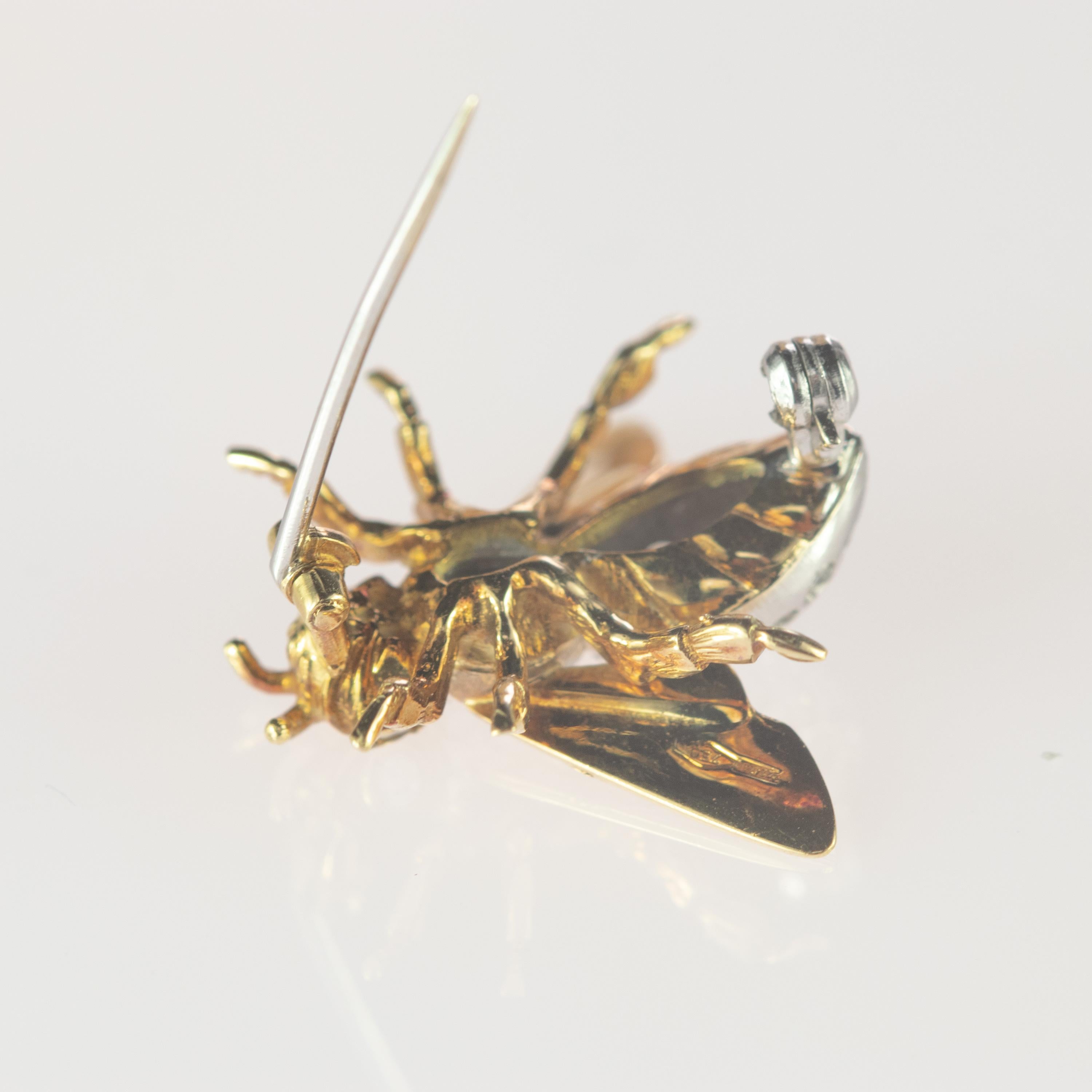 Intini Jewels 0.63 Diamond Mosquito Bee 18 Karat Gold Diamond Pin ...