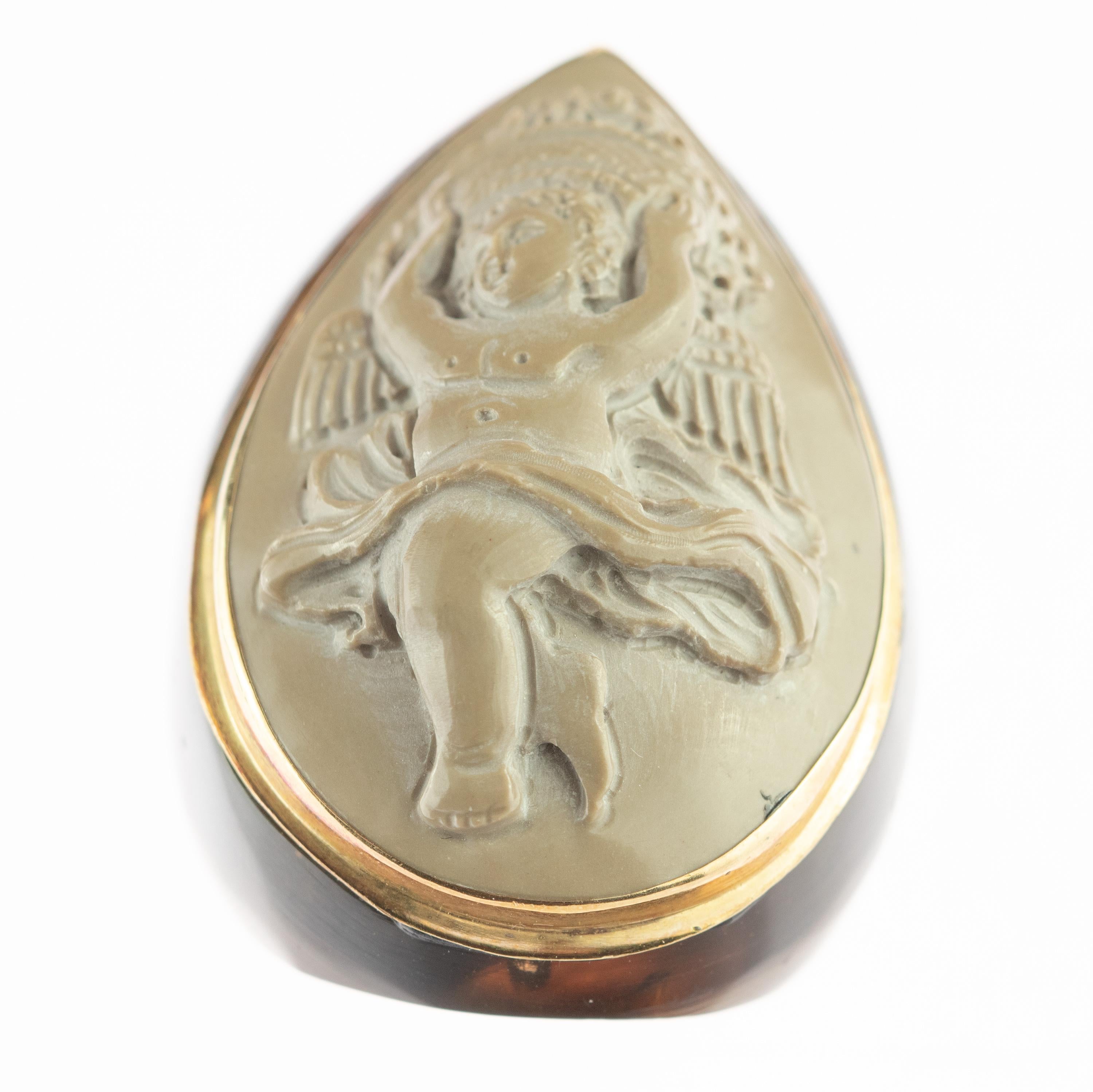 Intini Jewels Dancing Kid Carved Vesuvian Lava Stone Signet 18 Karat ...