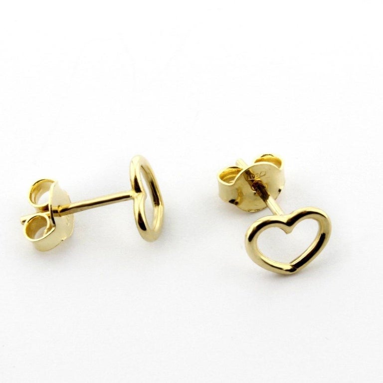 Intini Jewels Heart Shape 18 Karat Yellow Gold Stud Romantic Love Deco ...