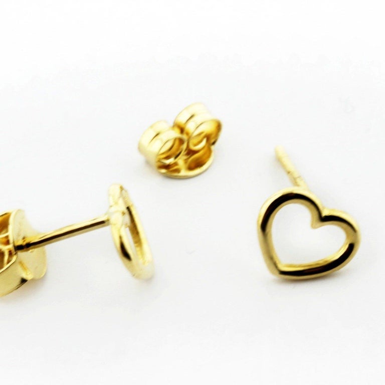 Intini Jewels Heart Shape 18 Karat Yellow Gold Stud Romantic Love Deco ...