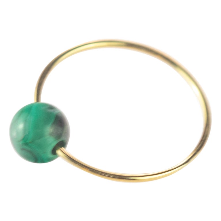 Intini Jewels Malachite 18 Karat Yellow Gold Boho Band Planet Ring For ...