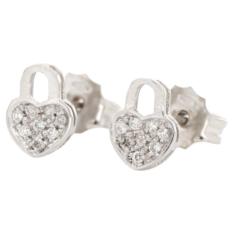 Intini Jewels Natural Heart Diamond 18 Karat White Gold Stud Romantic ...