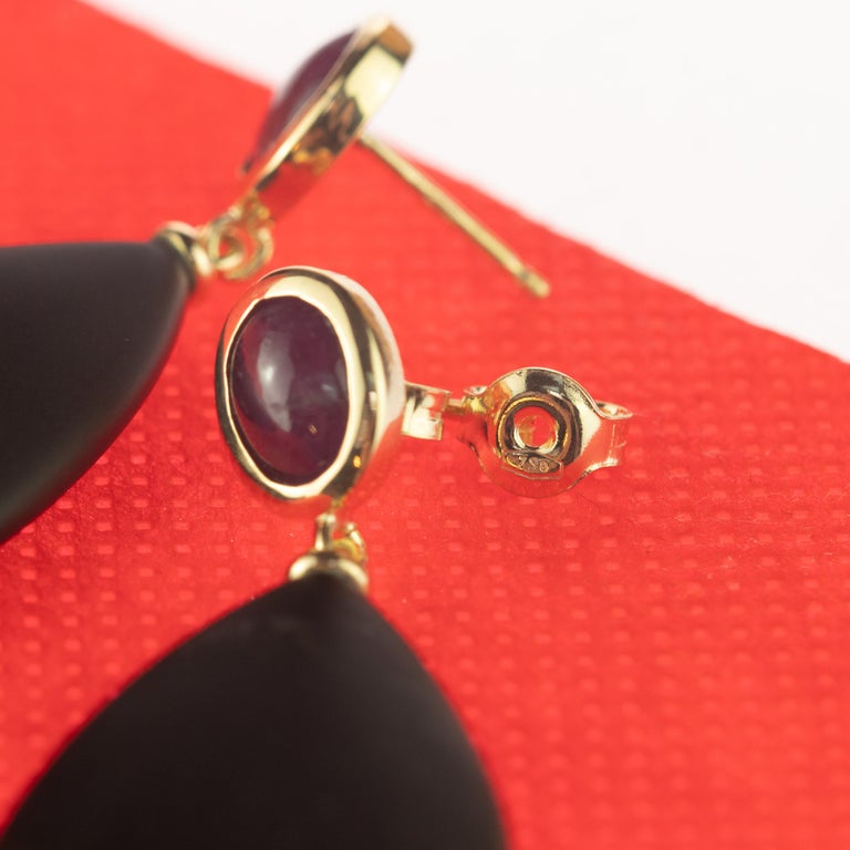 Intini Jewels Natural Ruby Black Agate 18 Karat Gold Tear Drop Cocktail ...