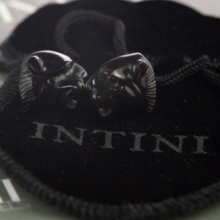 Intini Jewels Panther 18 Karat Gold Black Agate Stud Handmade Italian ...
