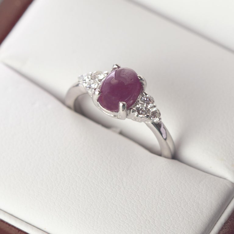 Intini Jewels Ruby Oval Diamonds 18 Karat White Gold Romantic Love ...