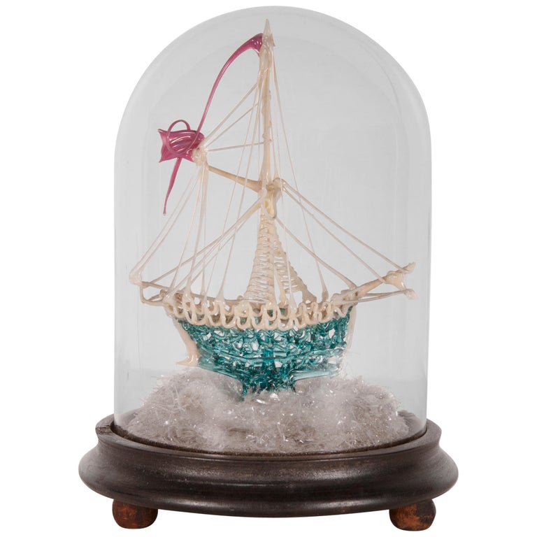 Intricate Blown Glass Ship, Late 19th Century For Sale at 1stDibs