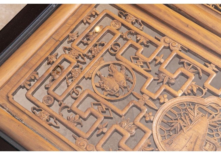 Intricate Carved Asian Wood Panel Mounted as a Cocktail Table at 1stDibs