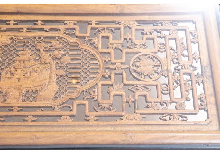 Intricate Carved Asian Wood Panel Mounted as a Cocktail Table at 1stDibs