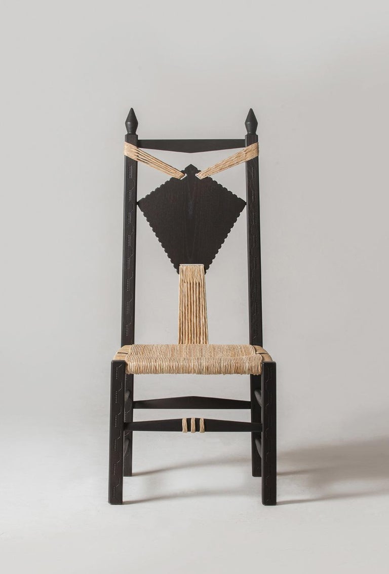 Intricately Carved and Handwoven Fireside "Ines Chair" by Chiara ...
