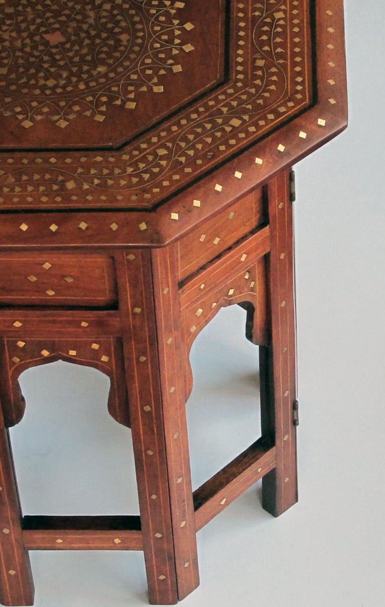 Intricately Inlaid Anglo Indian Octagonal Side-Tea Table with Brass ...