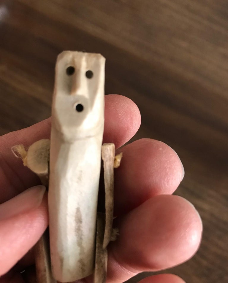 Inuit Arctic Region Folk Art Bone Hand Carved Doll Puppet Child's Toy ...