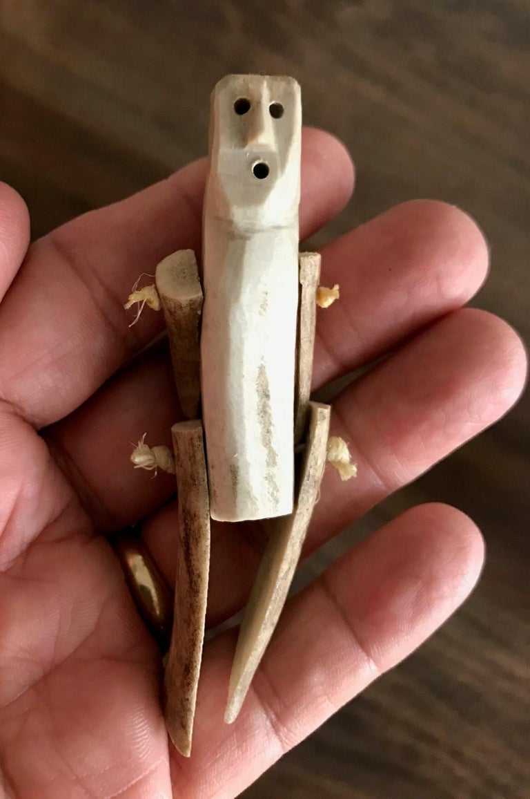 Inuit Arctic Region Folk Art Bone Hand Carved Doll Puppet Child's Toy ...