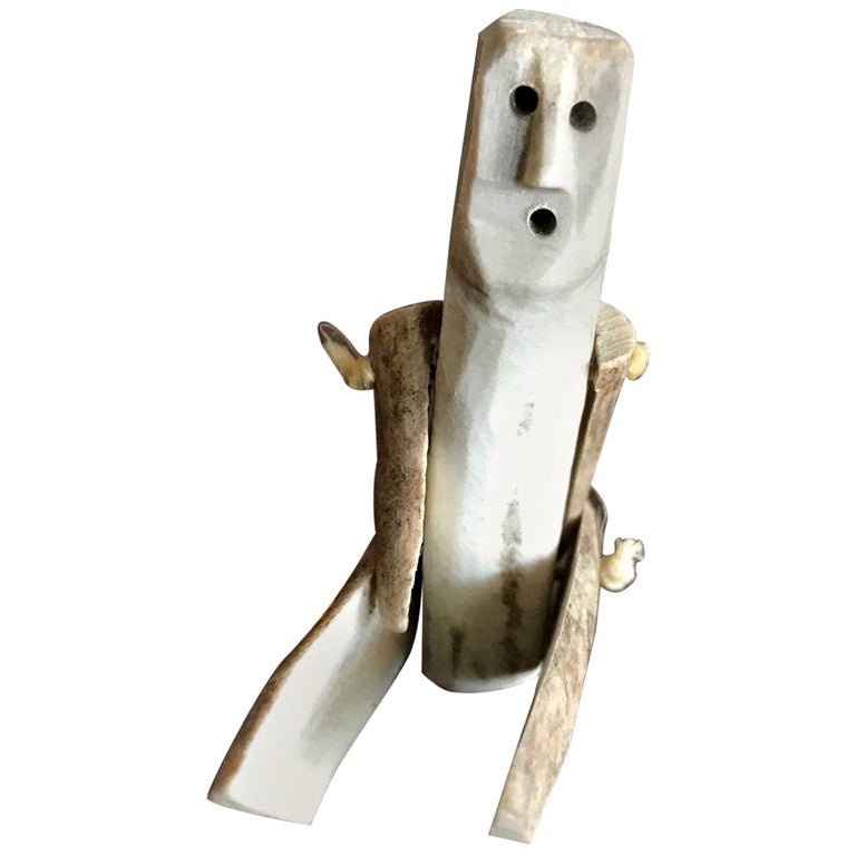 Inuit Arctic Region Folk Art Bone Hand Carved Doll Puppet Child's Toy ...
