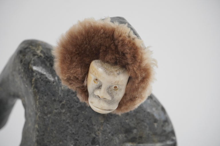 Inuit Artist George Noah Soapstone Sculpture "the Seal Hunter" Rankin ...