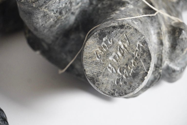 Inuit Artist George Noah Soapstone Sculpture "the Seal Hunter" Rankin ...