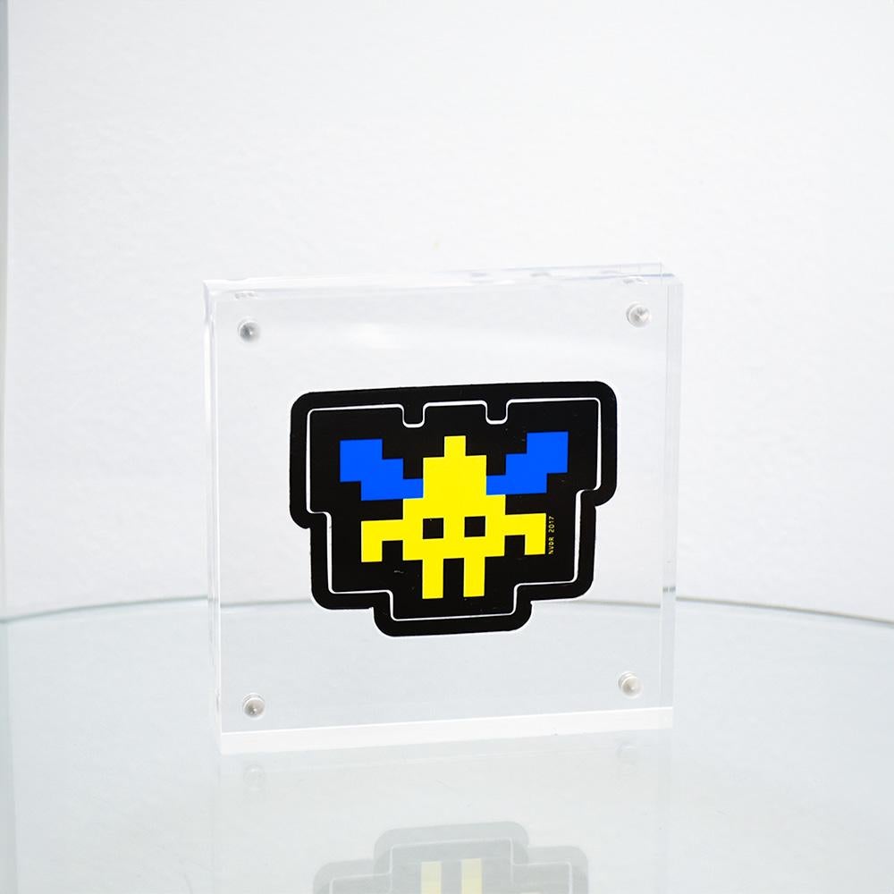 Invader - INVADER Blue and Yellow Invader Sticker (Framed) For Sale at ...