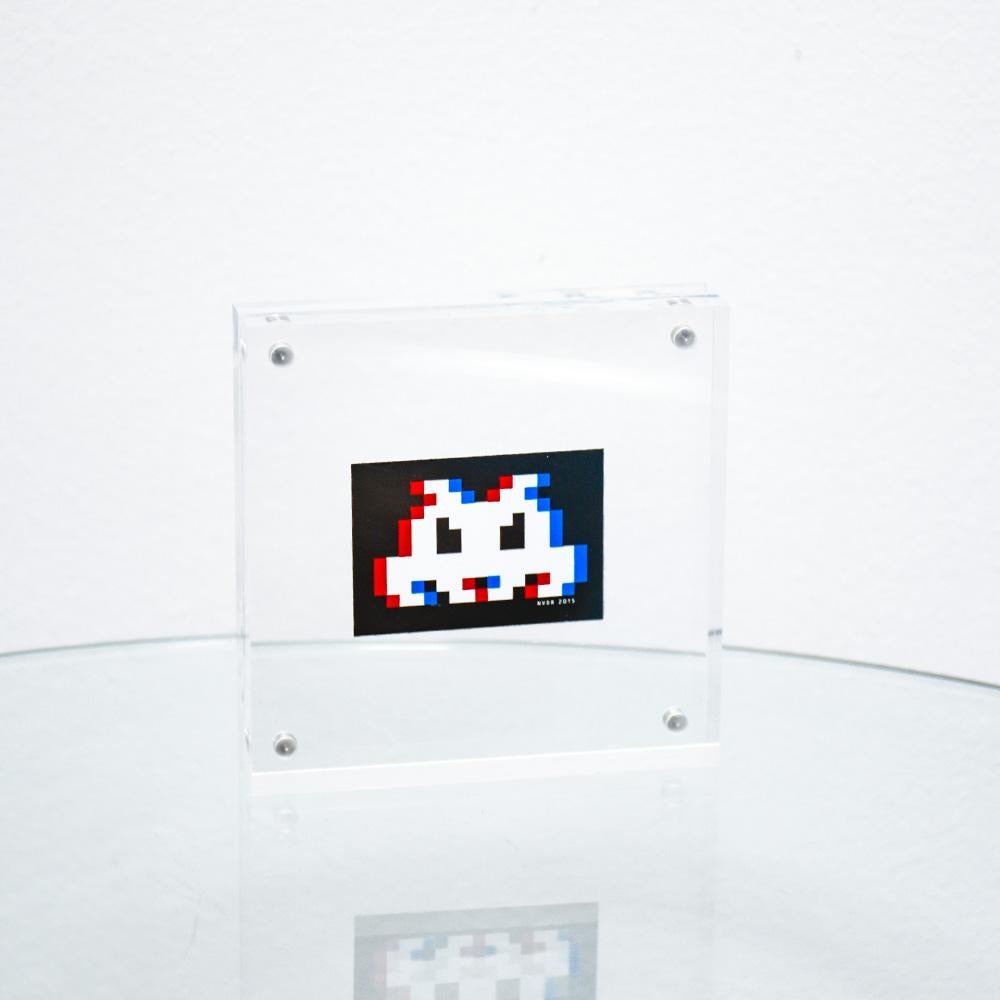 Invader - Invader Distortion Sticker (Framed) For Sale at 1stDibs