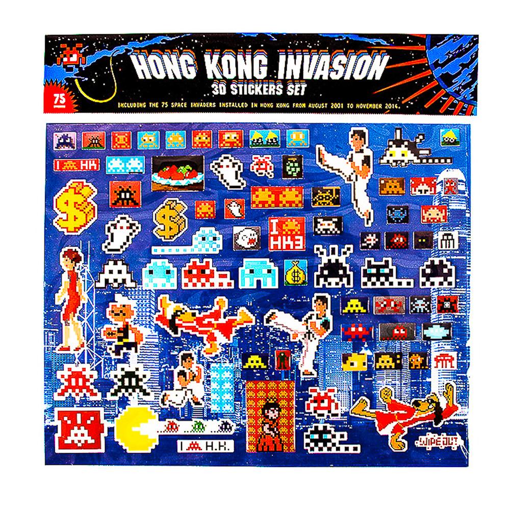 Invader - Invader HK Sticker (Framed) For Sale at 1stDibs
