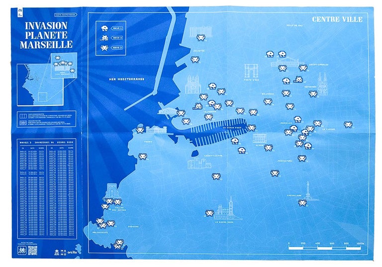 Invader - INVADER INVASION PLANETE MARSEILLE (Marseille Map) For Sale ...